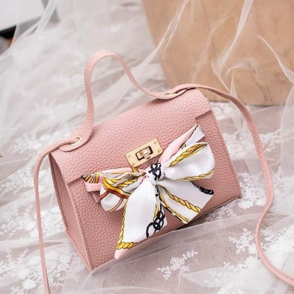 Star Posh | Bags | Satin Bow Pink Vegan Leather Mini Satchel Handbag ...
